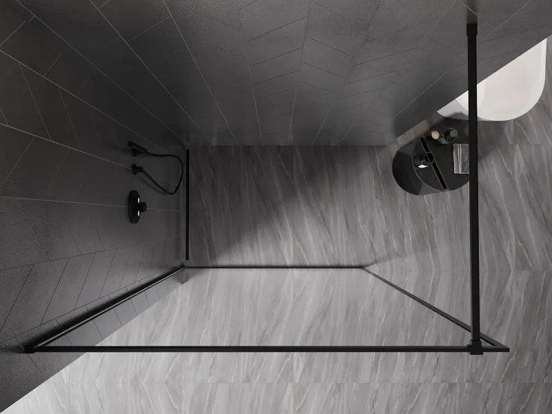 Mexen Kioto-F sprchová stěna Walk-in s rámem 150 x 202 cm, transparentní 8 mm, černá - 800-150-104-70-00