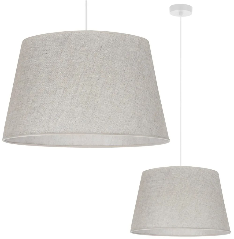 Závěsné svítidlo Len1, 1x světle béžové textilní stínítko, (fi 44 cm), w