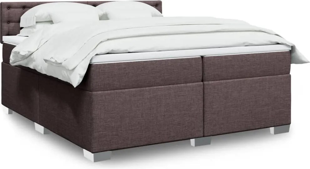 Box spring postel s matrací tmavě hnědá 200x200 cm textil 3286012