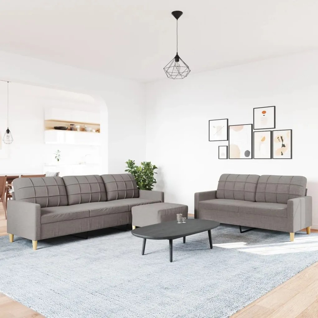 3dílná sedací souprava s podnožkou taupe textil 3278334