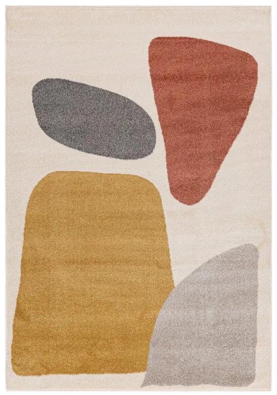 Moderní kusový koberec LUCY NP21D krémový žlutý hnědý Rozměr: 80x150 cm