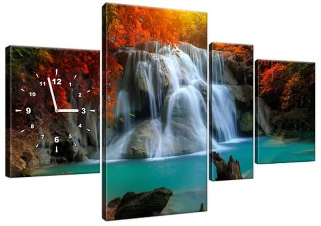 Tištěný obraz s hodinami Nádherný vodopád Huaye Mae Khamin Thajsko 120x70cm ZP2507A_4AN