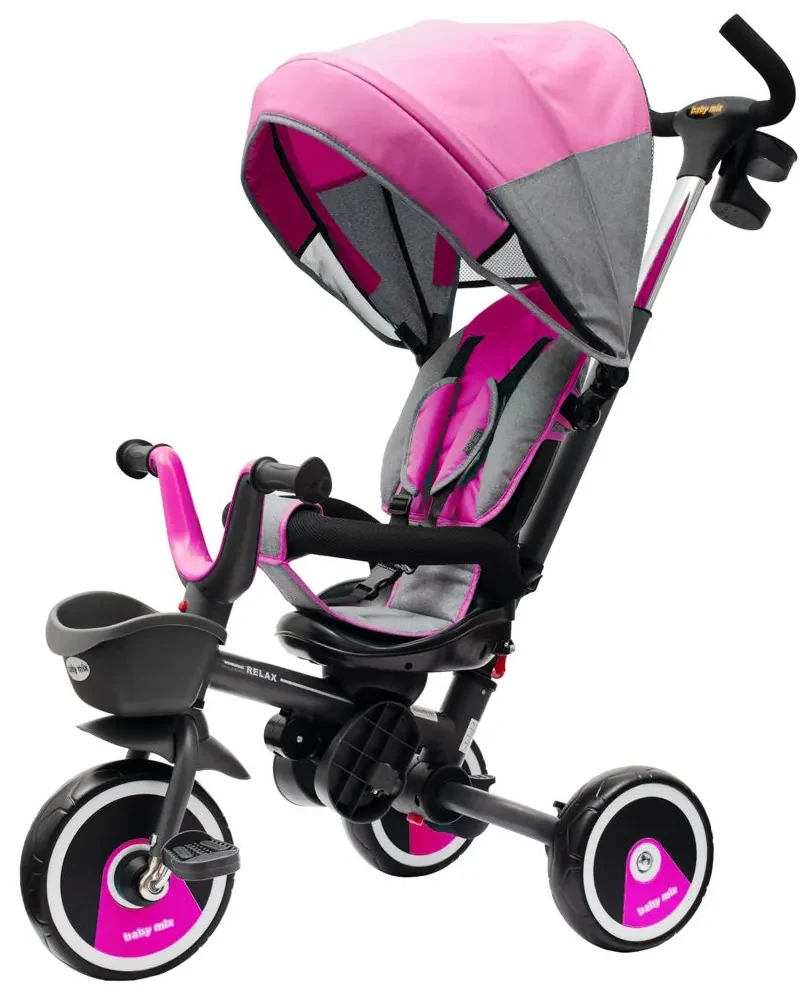 Dětská tříkolka Baby Mix 5v1 RELAX 360° růžová Barva: Růžová | BIANO