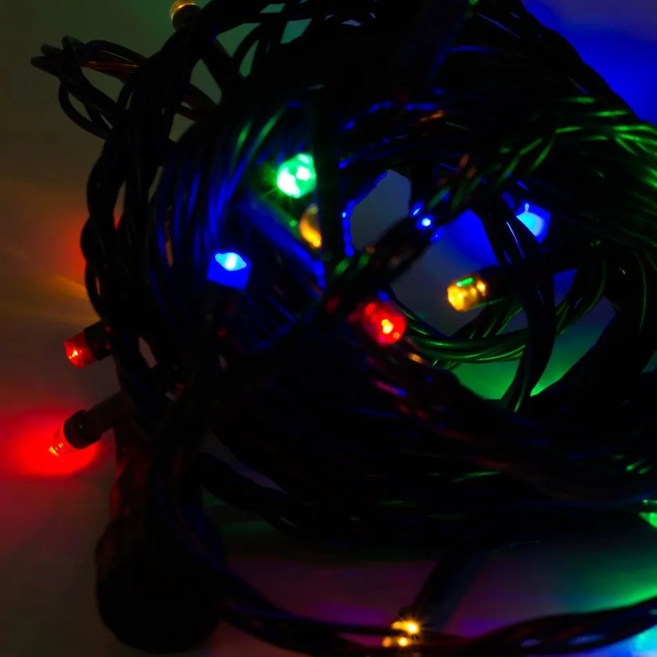 Hobby Line LED světelný řetěz, venkovní, 4 m, barevný, 32 diod, tmavě zelený kabel, IP44, prodlužovací