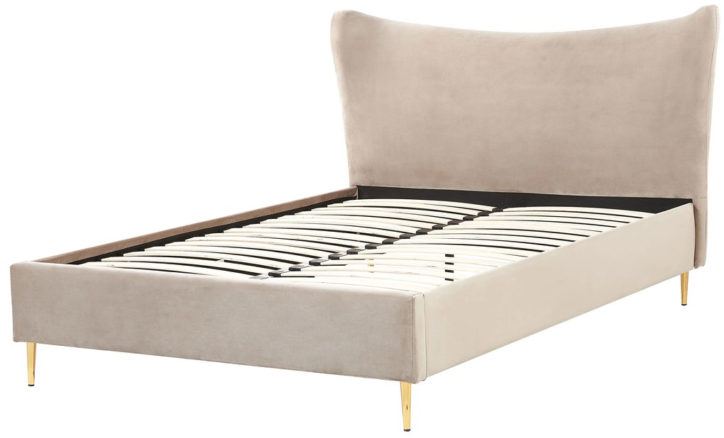 Sametová postel 140 x 200 cm taupe CHALEIX Beliani