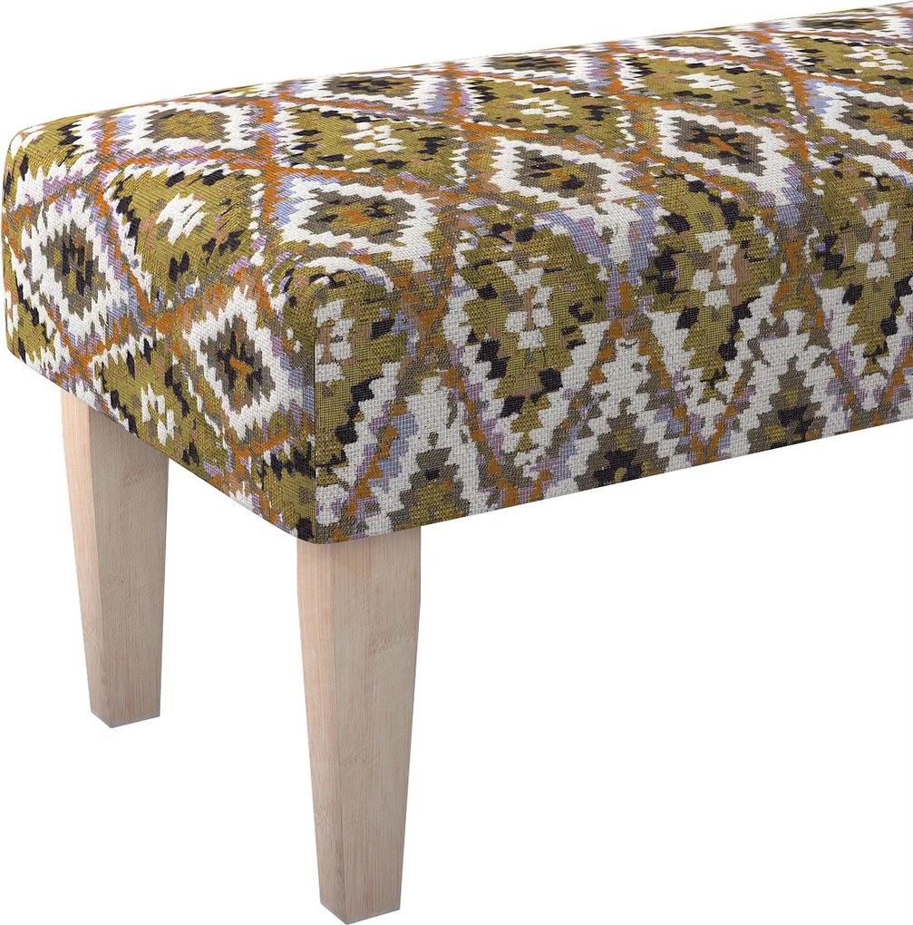 Dlouhá lavička 100x40cm barva vícebarevná látka pletený vzor, vzorované