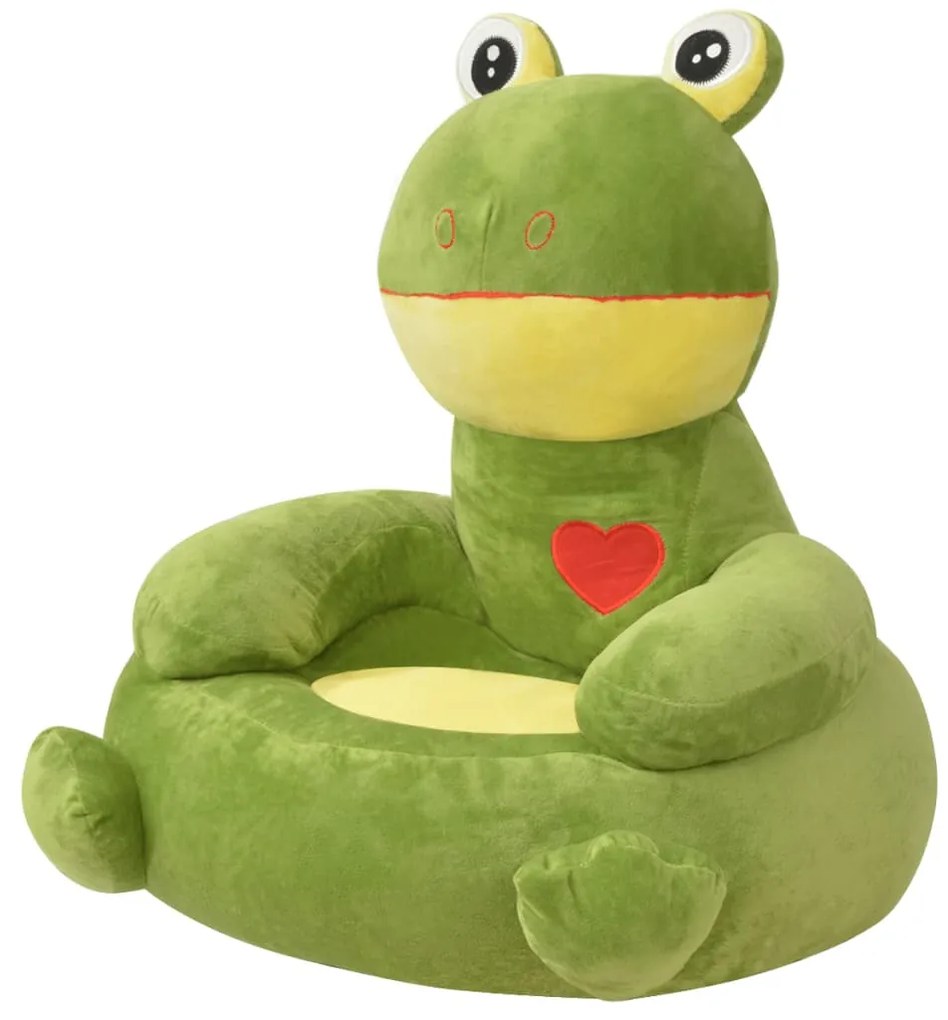 80162 vidaXL Plyšové dětské křeslo žába zelená