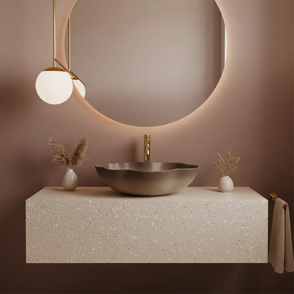Rea Pearl, umyvadlo na desku 505x380x135 mm, béžová-hnědá-Ombre, REA-U0629
