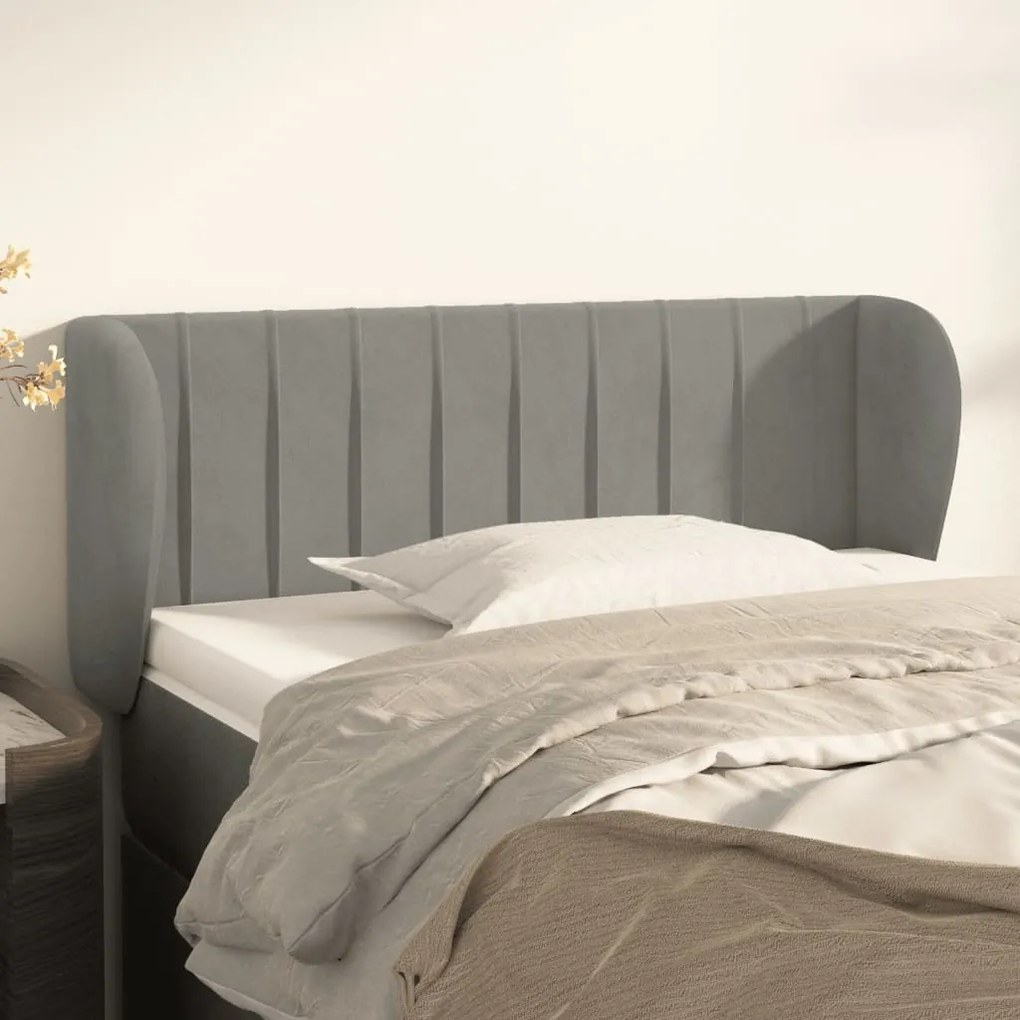 Čelo postele typu ušák světle šedé 103x23x78/88 cm samet 3117424