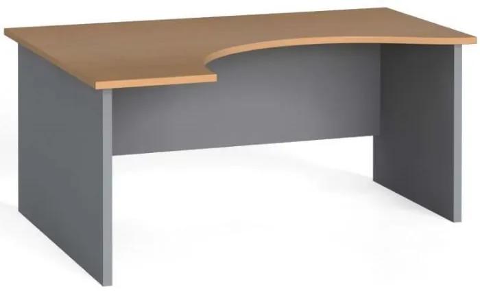 Ergonomický kancelářský pracovní stůl PRIMO FLEXI, 160 x 120 cm, šedá / buk, levý