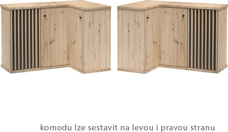 CALI | komoda rohová C-12 s policemi | 81,9x122,6 cm | artisan