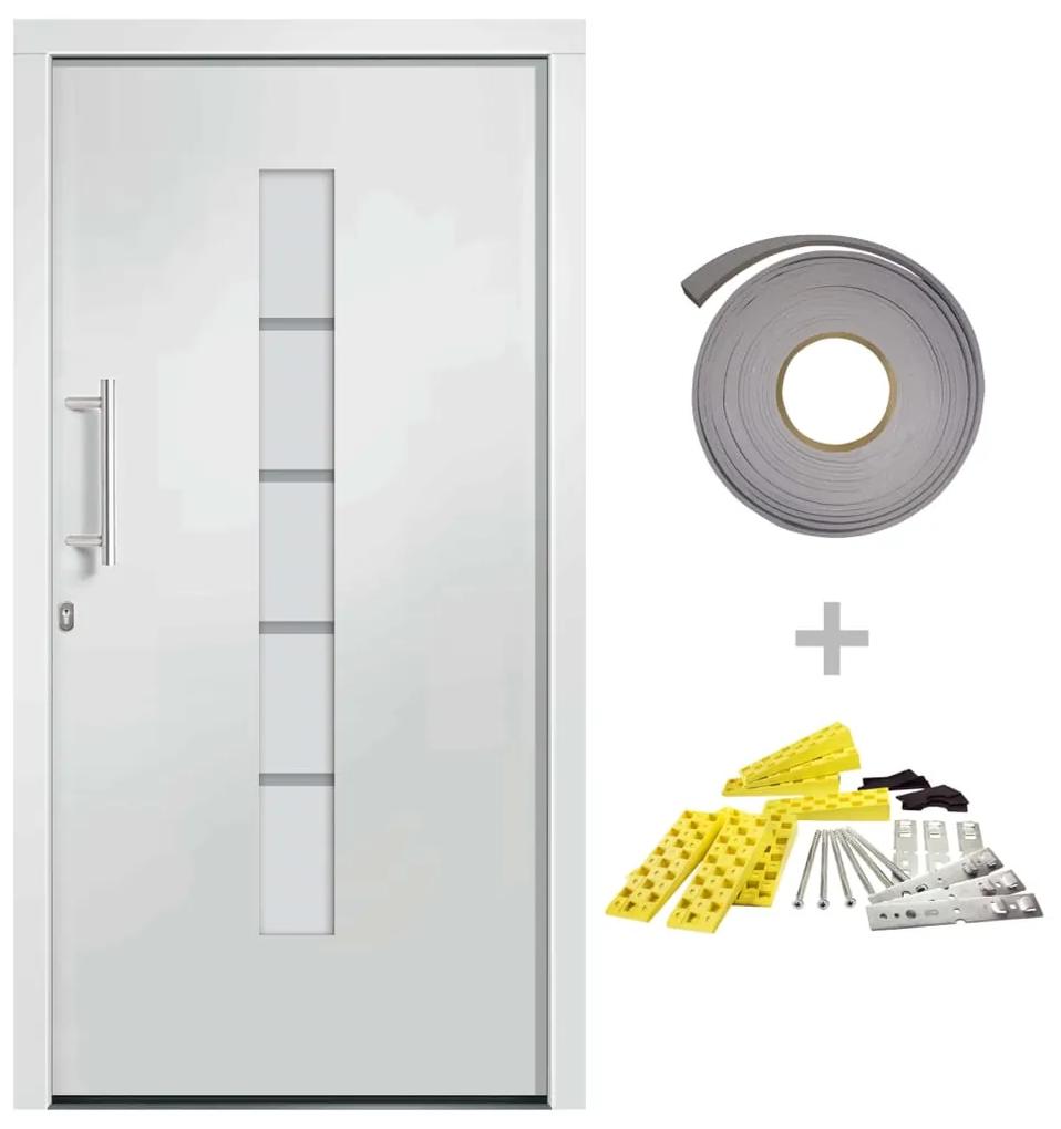 Vchodové dveře hliník a PVC bílé 110 x 210 cm