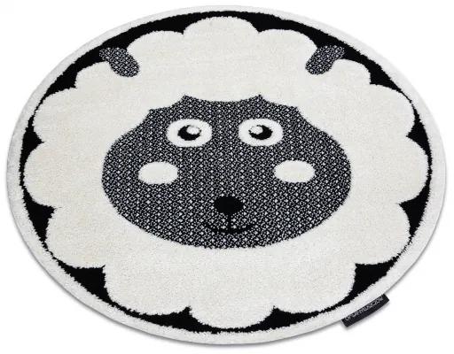 Kulatý dětský koberec JOY Ovečka krémový černý Rozměr: průměr 160 cm