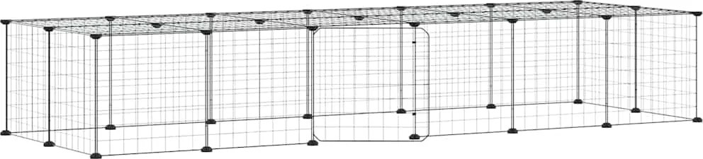 28panelová ohrádka pro zvířata s dvířky černá 210 x 70 x 35 cm ocel 3114056