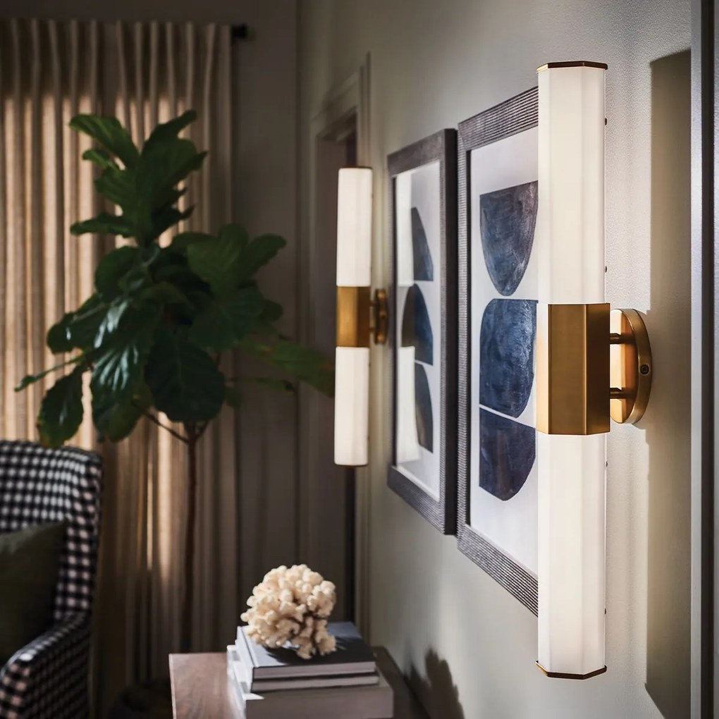 Koupelnové světlo Elstead Facet IP44 mosaz 66 cm LED 24W 2160 lm