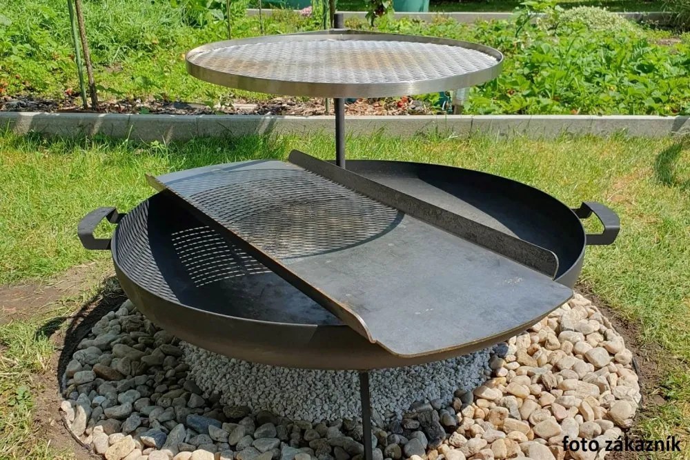 Grilovací plát na přenosné ohniště Ø 80 cm ✔ Surová ocel