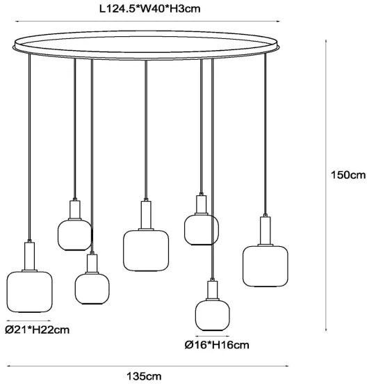 Lucide 45405/07/30 - Lustr na lanku ELOISE 7xE27/40W/230V černá