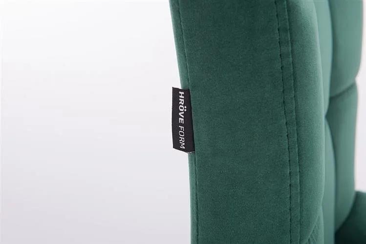 Velurová barová židle TOLEDO na černé podstavě - zelená