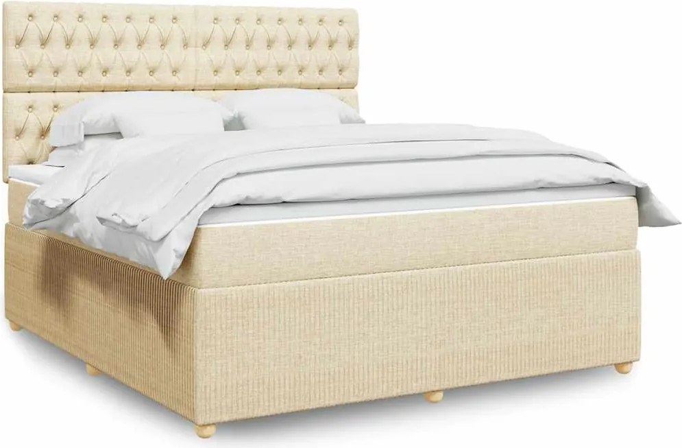 Box spring postel s matrací krémová 180x200 cm textil 3292147