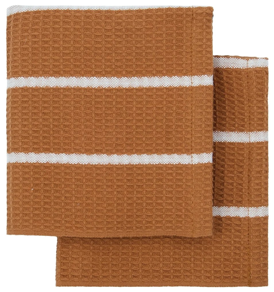 House Doctor Bavlněný hadřík Camel - set 2 ks, hnědá barva, textil