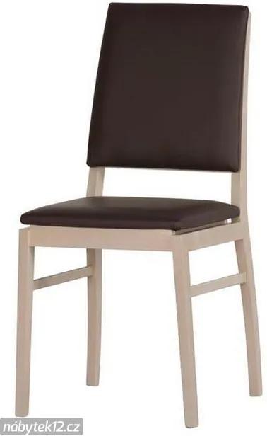 Moderní jídelní židle z masivu buku Emanuela, masiv buku, dub san remo / ekokůže - hnědá
