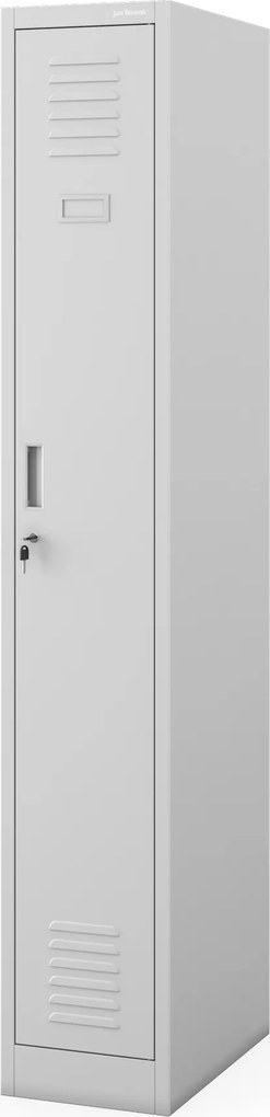 Úzká jednokomorová šatní skříňka pro zaměstnance, šedá, 300x1800x500 mm: KACPER II Plus