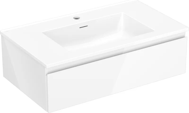 Mexen Orio, koupelnová skříňka 80 cm s umyvadlem Otis, 1 zásuvka, bílá lesklá, 91A10-08023-1-BF00-W18M00