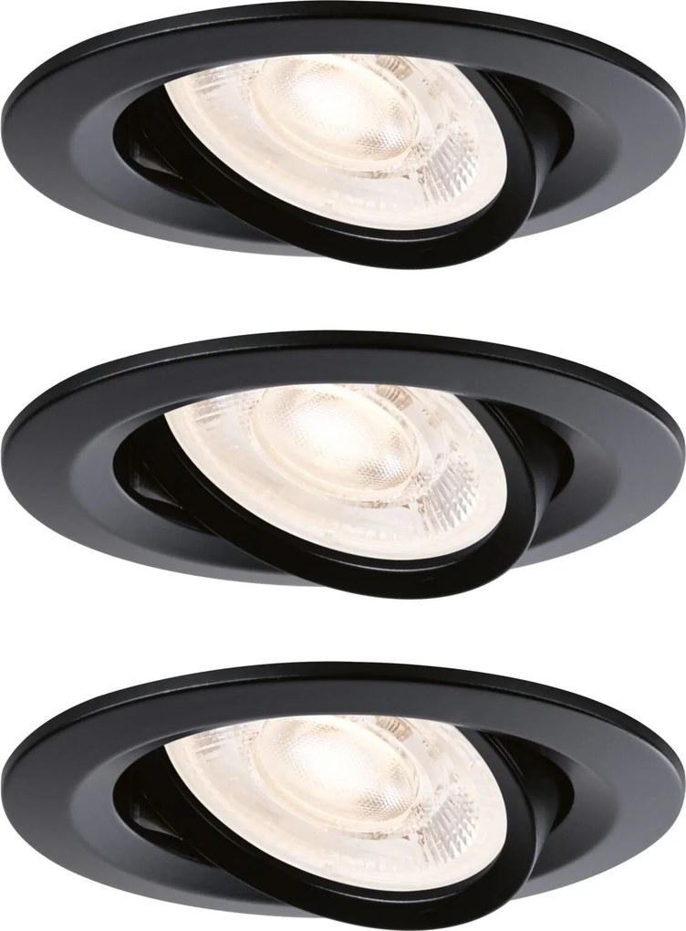 P 92418 LED vestavné svítidlo Nova Plus GU10 Flat IP65 93mm 3x4,9W 230V stmívatelné 2700K černá mat - PAULMANN
