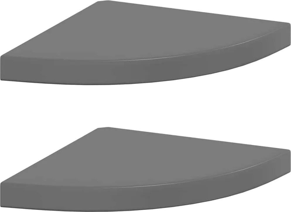 323914 Floating Corner Shelves 2 pcs High Gloss Grey 35x35x3,8 cm MDF 323914