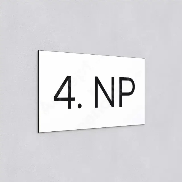 ACCEPT Označení podlaží "4. NP" - stříbrná tabulka - černý popis