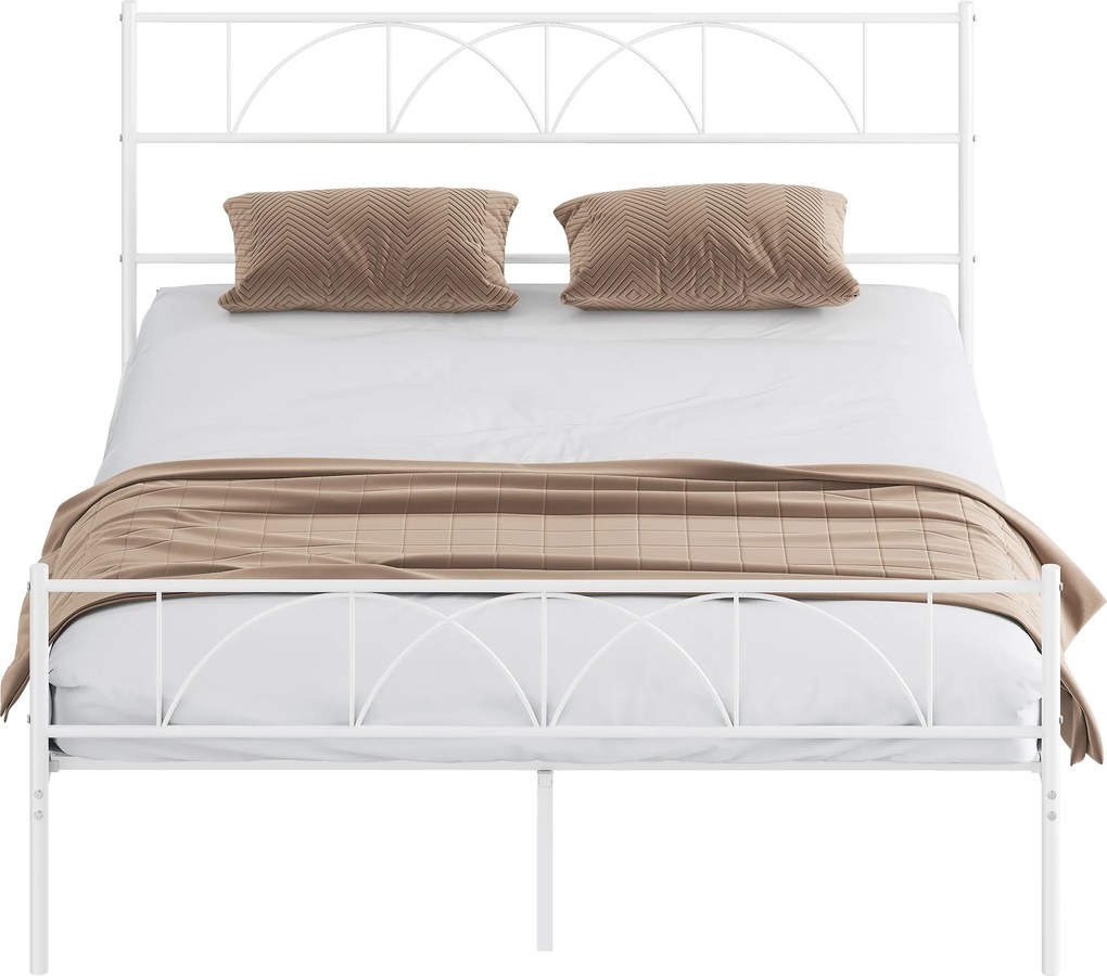 HOMCOM rám postele 160x200 cm s čelem postele, kovovým roštem a úložným prostorem pod postelí
