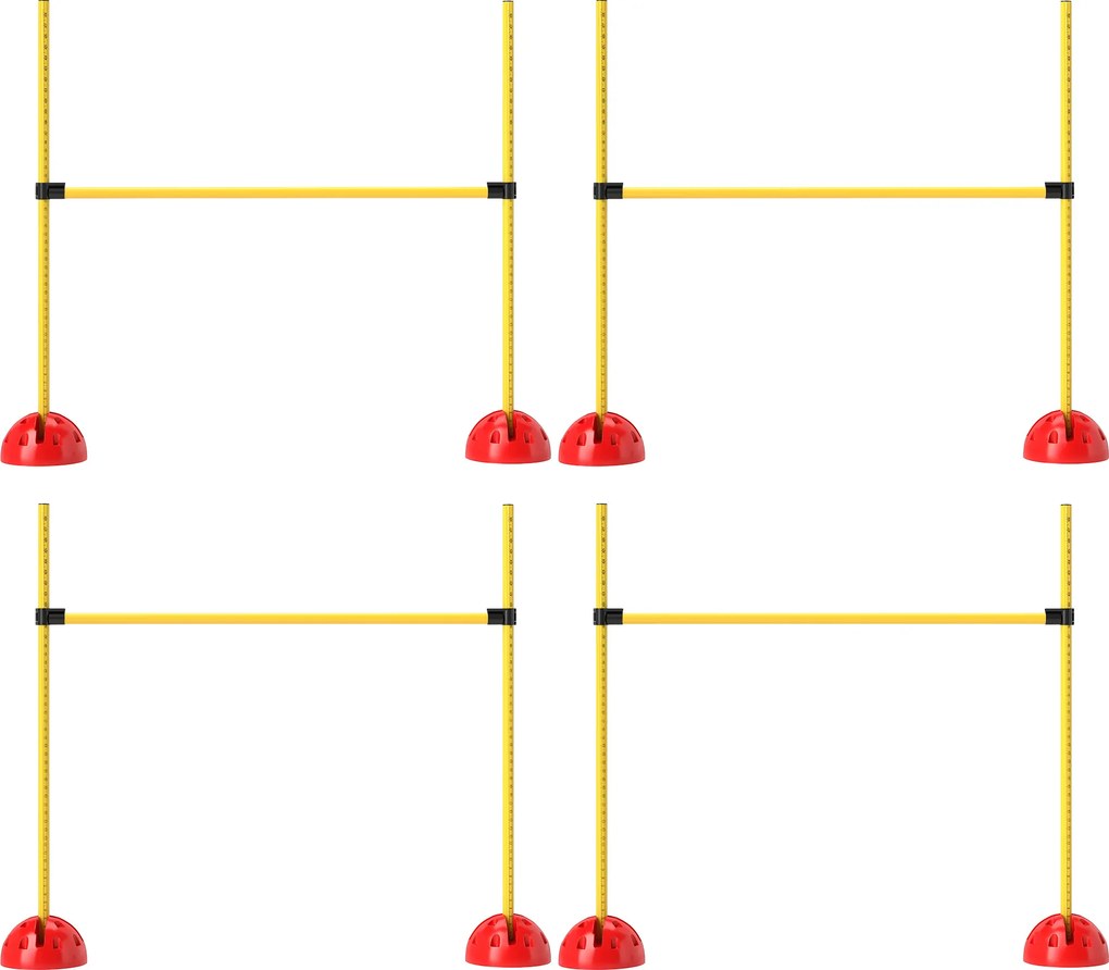 4dílná sada agility pro psy se 4 překážkami a přepravní taškou pro trénink skákání, žlutá barva