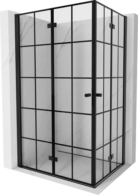 Mexen Mist-F Duo, skládací sprchový kout 110 x 70 cm, čiré sklo-černá mřížka, 8A6-110L-070P-70-77