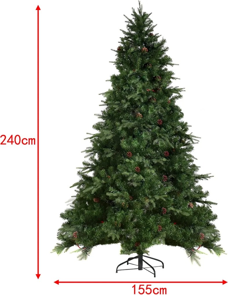 Costway Umělý vánoční stromek s LED světýlky Vánoční stromeček – 240 cm
