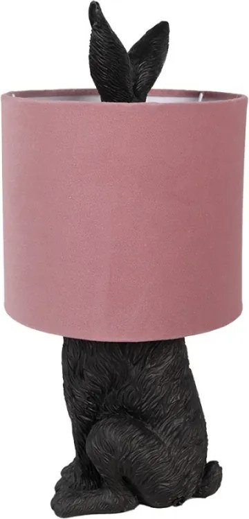 Černá stolní lampa králík s růžovým stínidlem Konijn – 20x43 cm