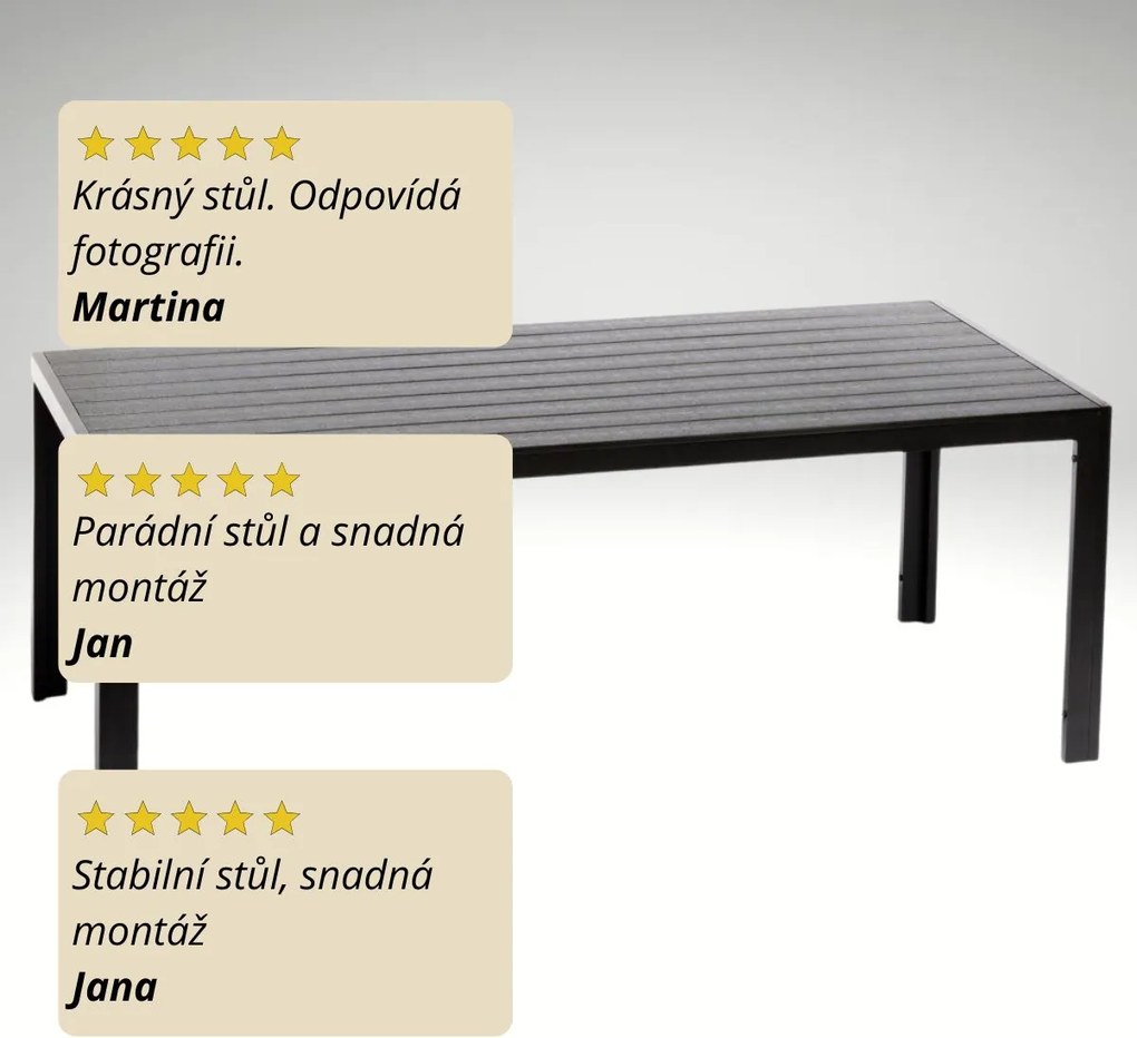 Vikio Venkovní zahradní set 190x90 pro 6 osob DK303-190 antracit