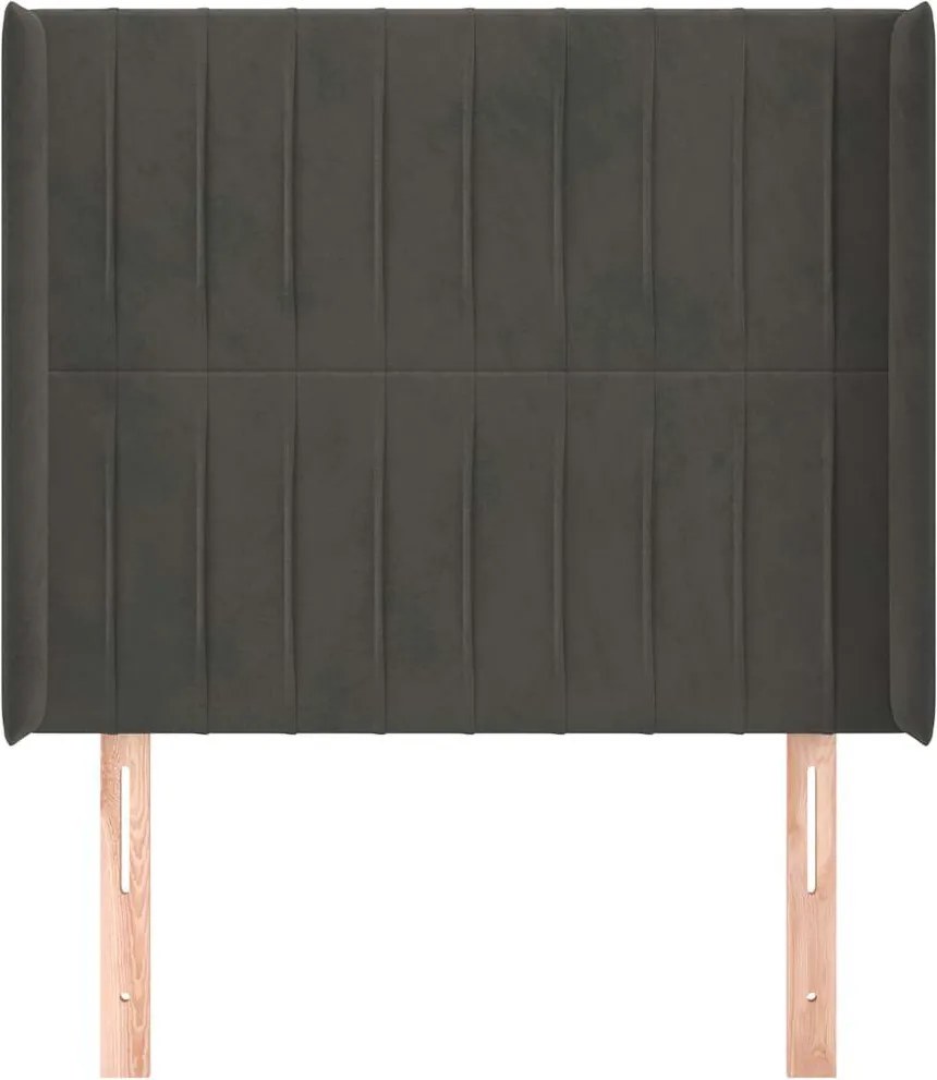 Čelo postele typu ušák tmavě šedé 83x16x118/128 cm samet 3119849