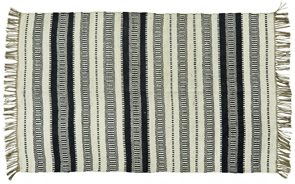 MADAM STOLTZ Jutový koberec Off white 120x180, béžová barva, černá barva, krémová barva, textil