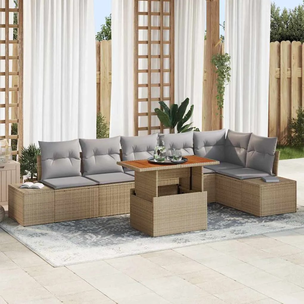 Sada zahradních pohovek 7 ks Beige a šedá 3349972