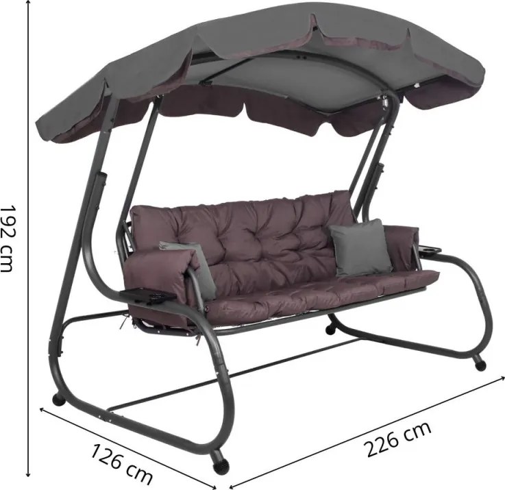 Zahradní houpačka 3-4-místná SPRINGOS DIANA GS0032, hnědá