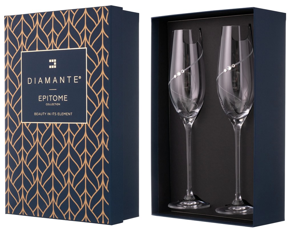 Diamante sklenice na šampaňské Silhouette City s kamínky Swarovski 210 ml 2KS