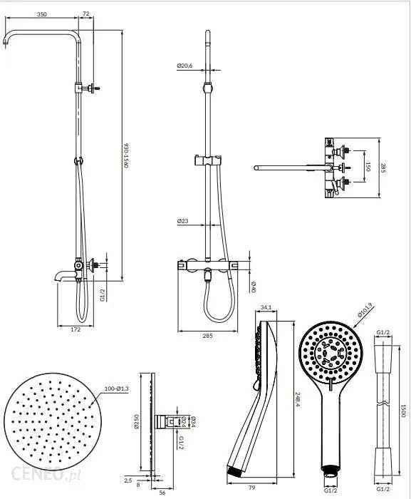 Omnires Y Y1234ALGL Vanový set s termostatickou baterií, zlatá - Omnires