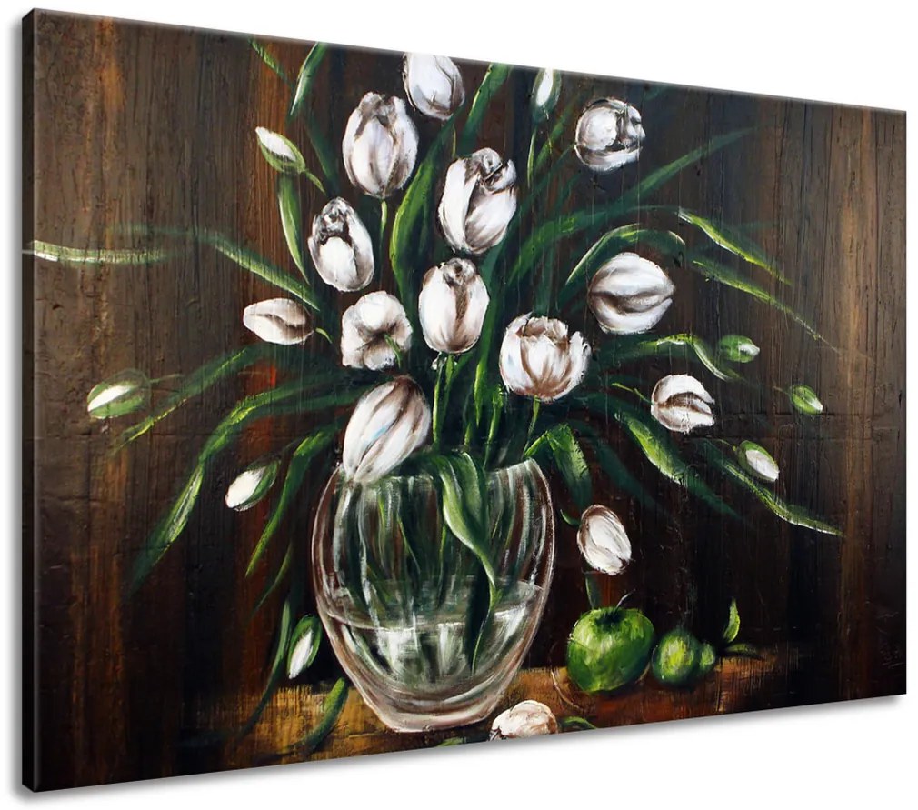 Gario Ručně malovaný obraz Malované tulipány Rozměry: 100 x 70 cm