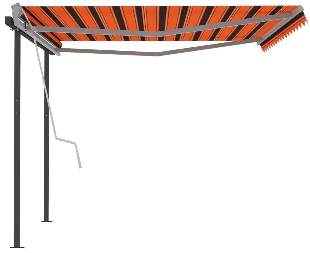 Automatická zatahovací markýza se sloupky 4x3 m oranžovo-hnědá, 3070150