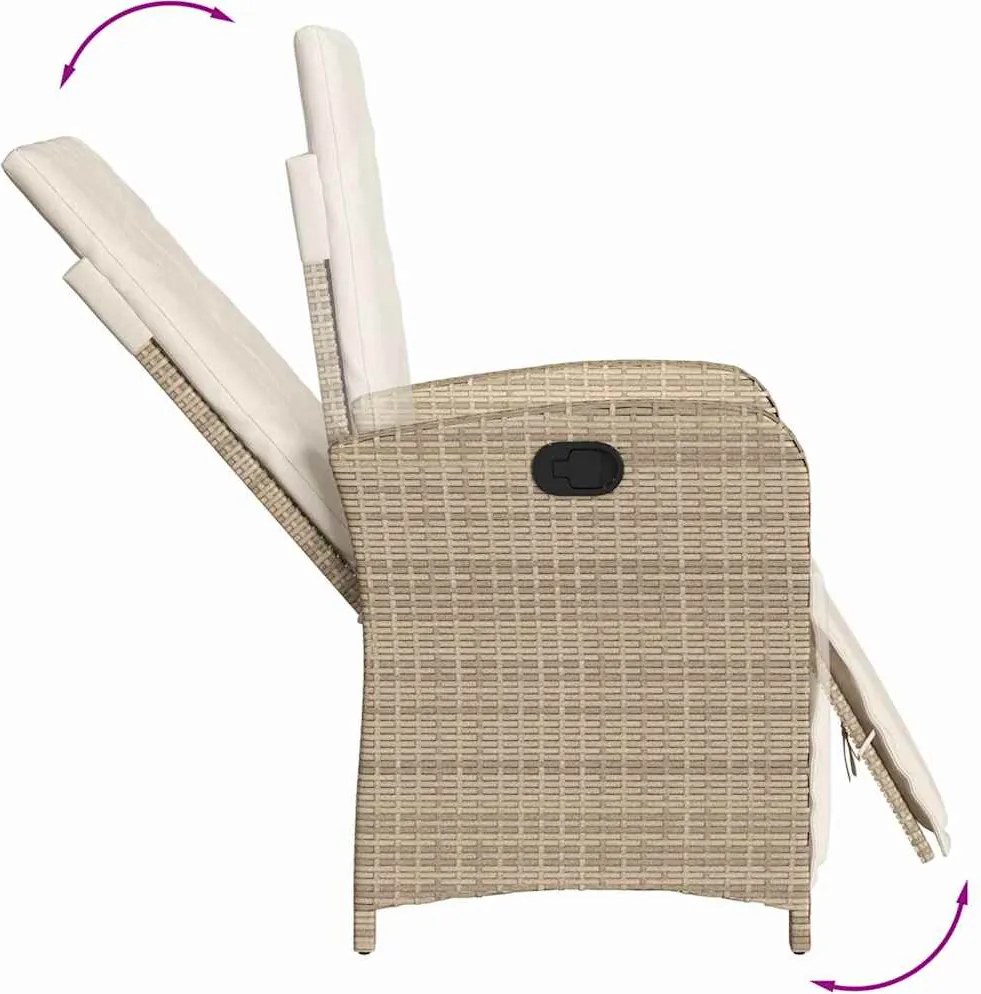 3dílný bistro set s poduškami béžový polyratan 3212570