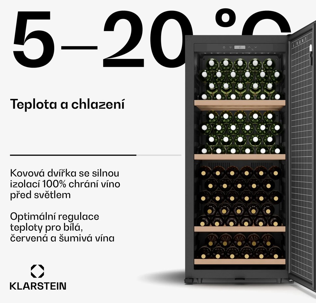 Klarstein Chladnička na víno CellarMax, 155 lahví, Kompresor, Energetická účinnost E