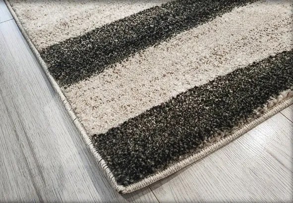 HU Béžovo-černý pruhovaný koberec Rio 160-Cream-Cream Rozměr: 60x100 cm