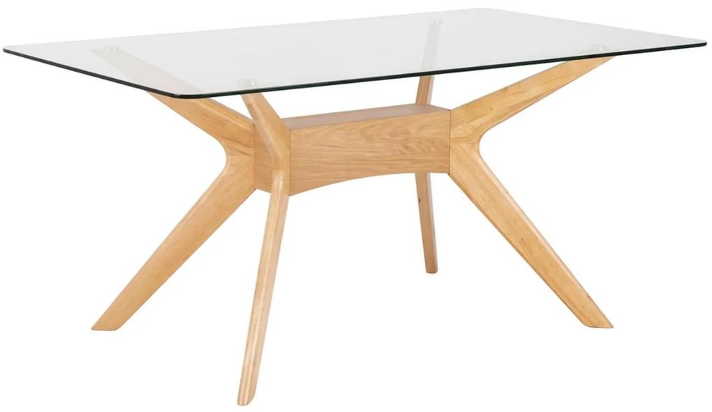 OnaDnes -20% Skleněný jídelní stůl Somcasa Della 160 x 90 cm s dubovou podnoží