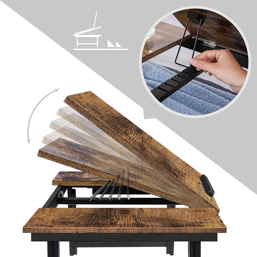 Stolek pod notebook VAREXO, rustikálně hnědá/černá