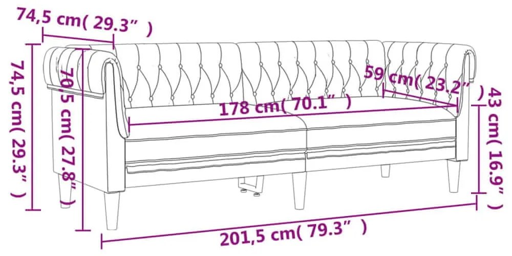 Petromila Chesterfield pohovka 3místná tmavě zelená textil